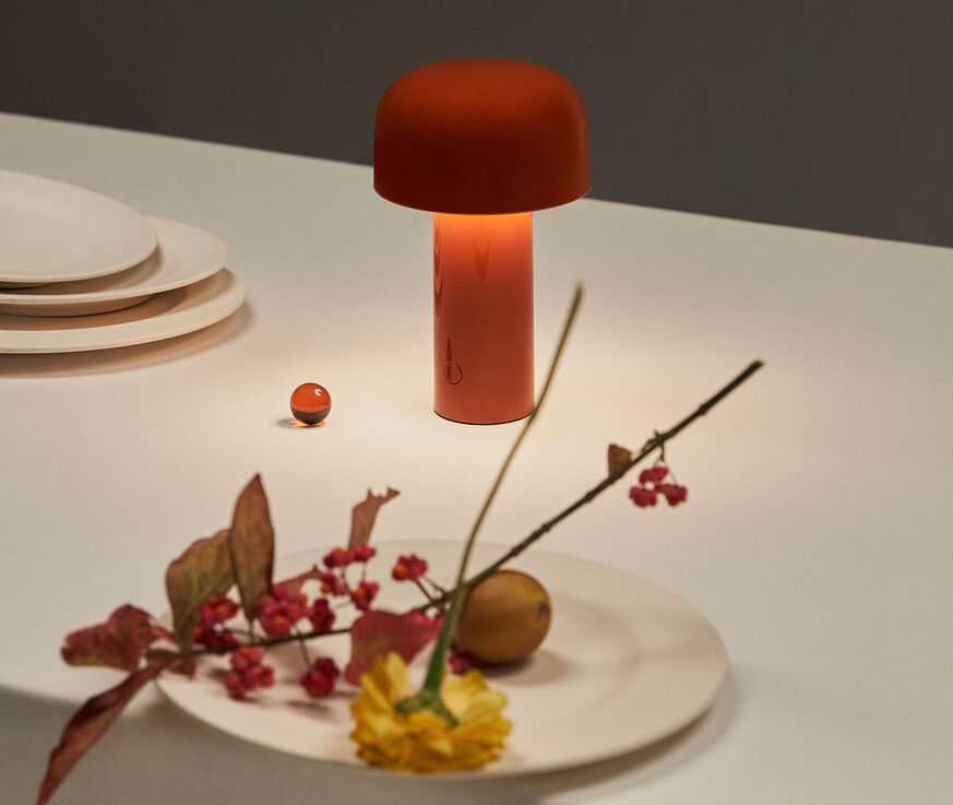 'Bellhop' portable table lamp, brick red by Flos | Lighting | FRANKBROS