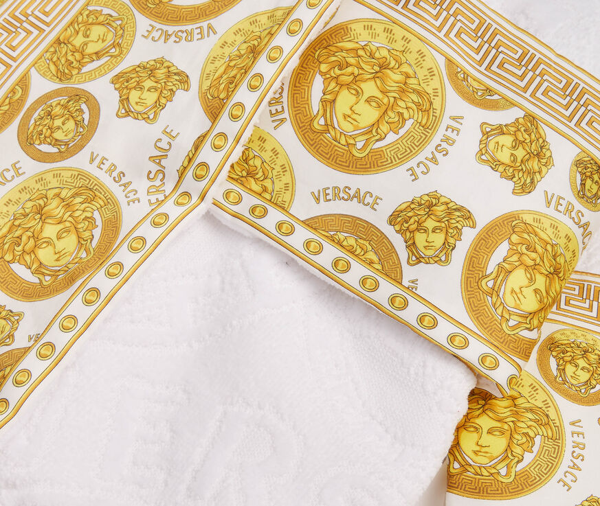 'Medusa Amplified' bathrobe, white by Versace | Bath Linens | FRANKBROS
